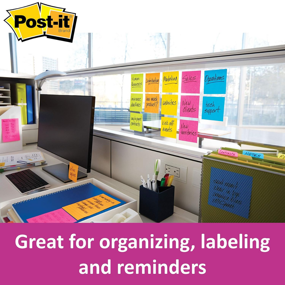 Post-it Super Sticky Notes, 2X Sticking Power, 3 in x 3 in, 5 Pads/Pack ...